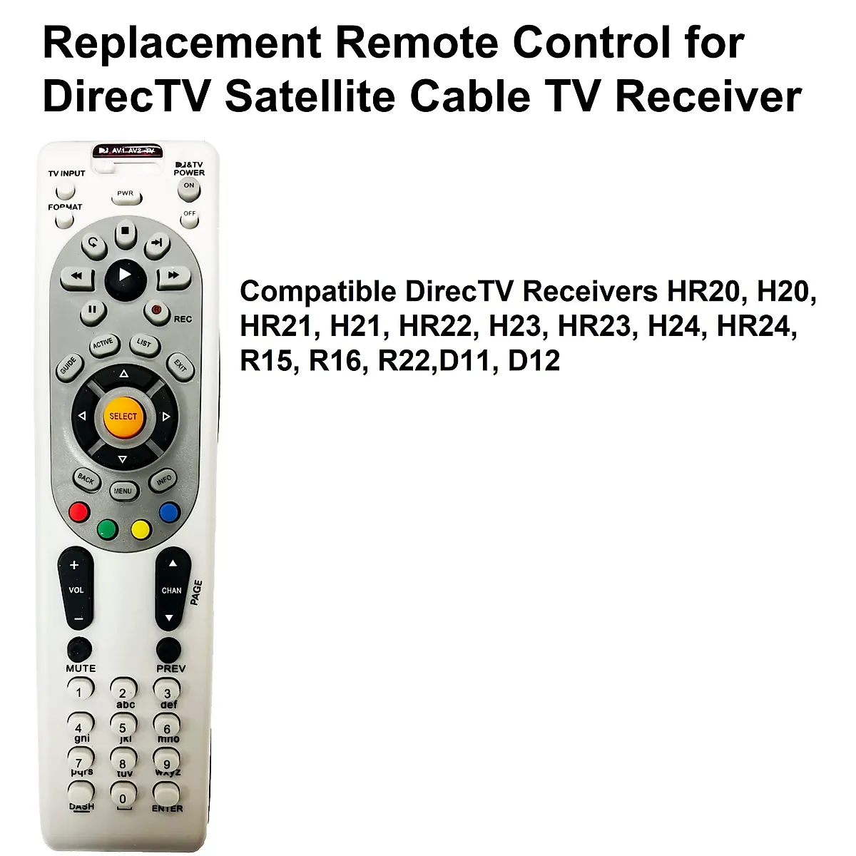 Universal Replacement Remote Control for DirecTV Satellite Cable TV Receiver