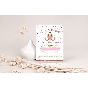 Your Main Event Prints Princess Baby Shower Invitation, Royal Pink and Gold Carriage Baby Sprinkle, 20 Fill in Invitations and Envelopes