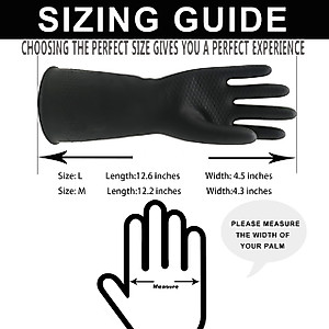 Uxglove Chemical Resistant Gloves, Work Heavy Duty Industrial Rubber Gloves,12.2",Black 1 Pair