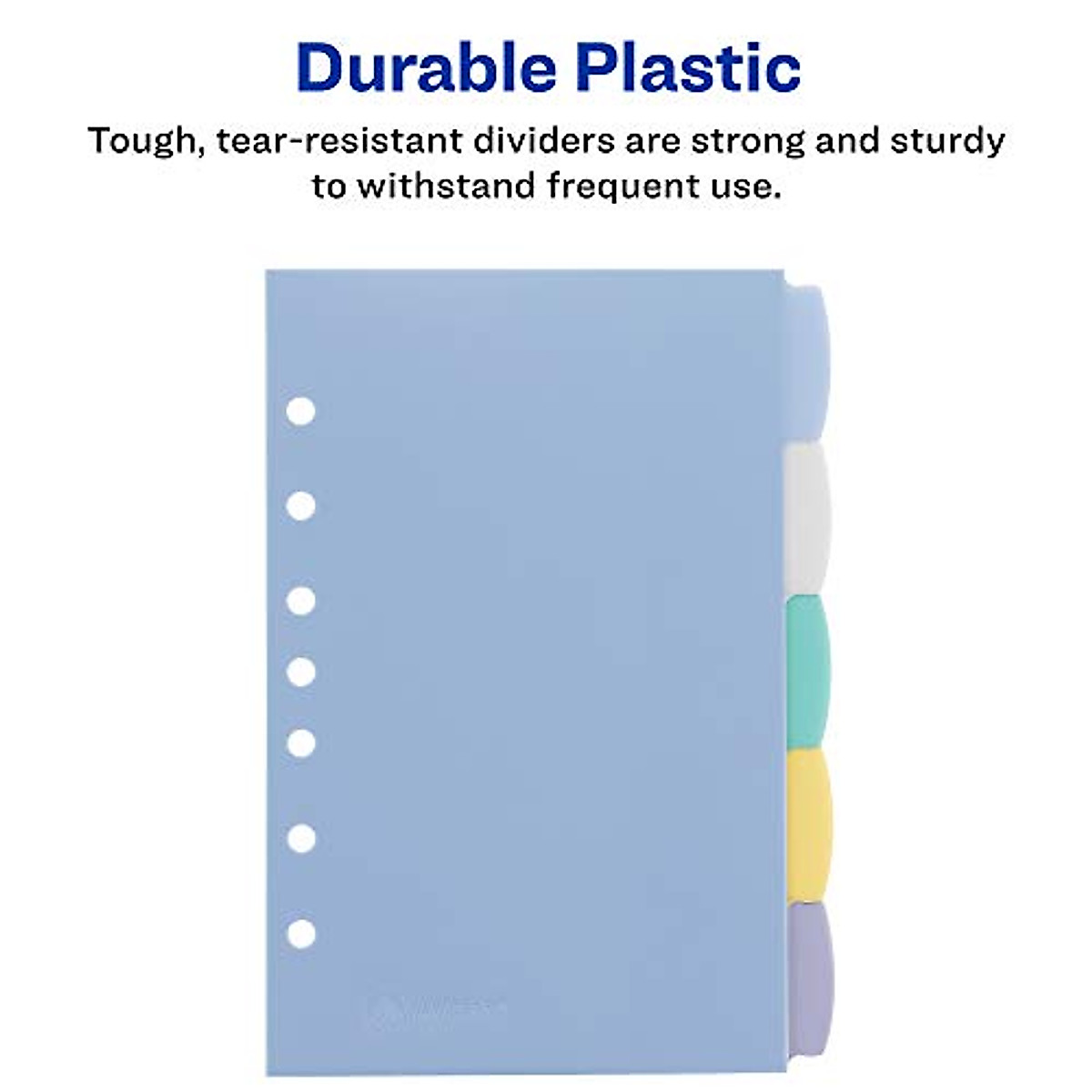 Avery Write & Erase Durable Plastic Mini Dividers for 3 Ring Binders and 7-Ring Binders, 5.5" x 8.5", 5-Tab Sets, Multicolor, 4 Binder Divider Sets (21982)
