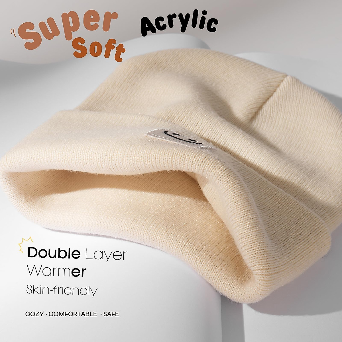 FURTALK Baby Beanie Cute Toddler Winter Hat Knit Boys Girls Warm 2 Pack Kids Embroidered Beanies Cap for 0-8 Years