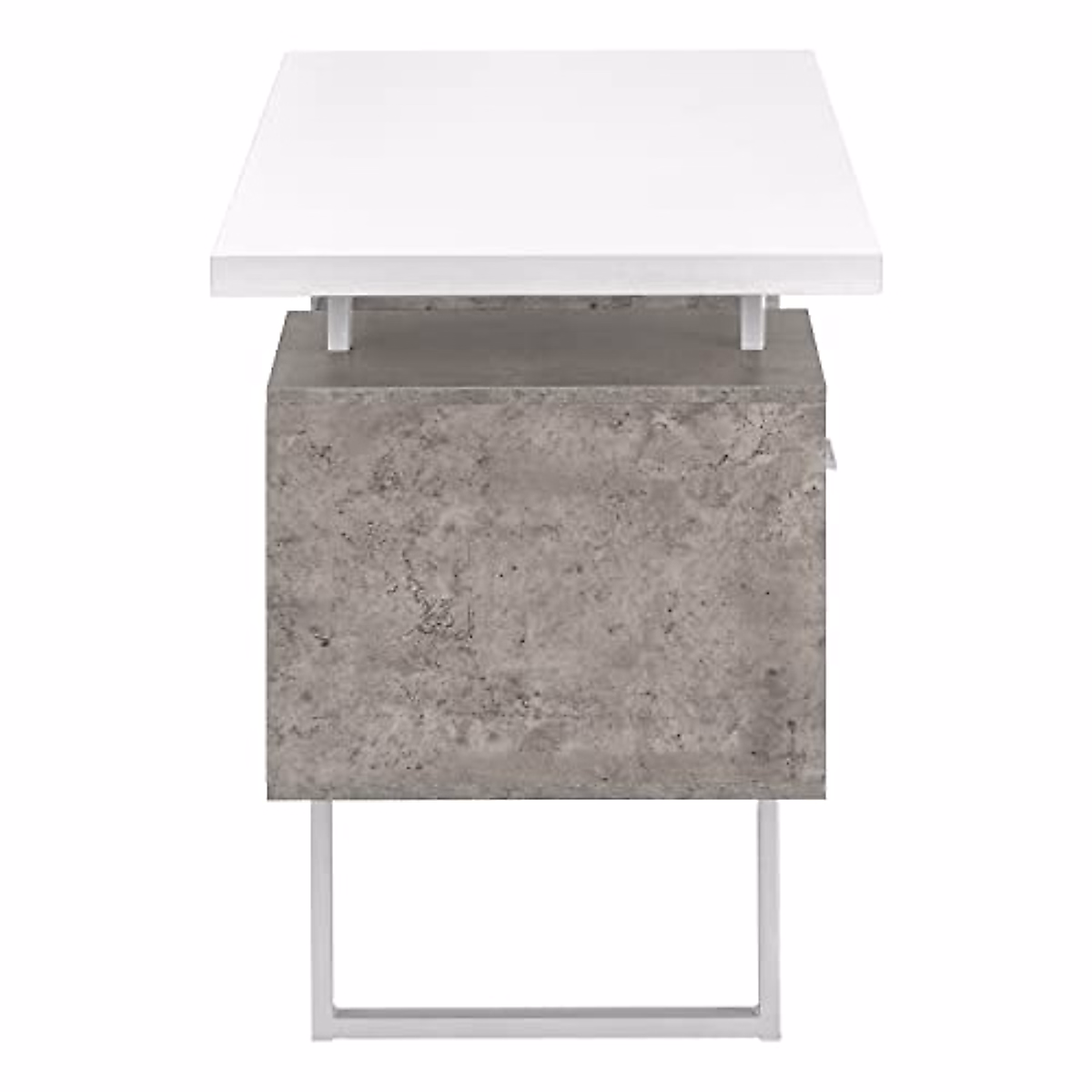 Monarch Specialties I 7633 Computer Desk, Home Office, Laptop, Left, Right Set-up, Storage Drawers, 60" L, Work, Metal, Laminate, Grey, White, Contemporary