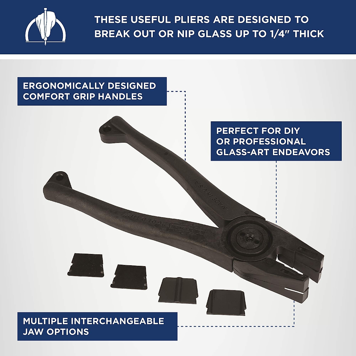 Fletcher-Terry Fletcher 8” Running and Nipping Pliers, Breakout Glass Hand Tool