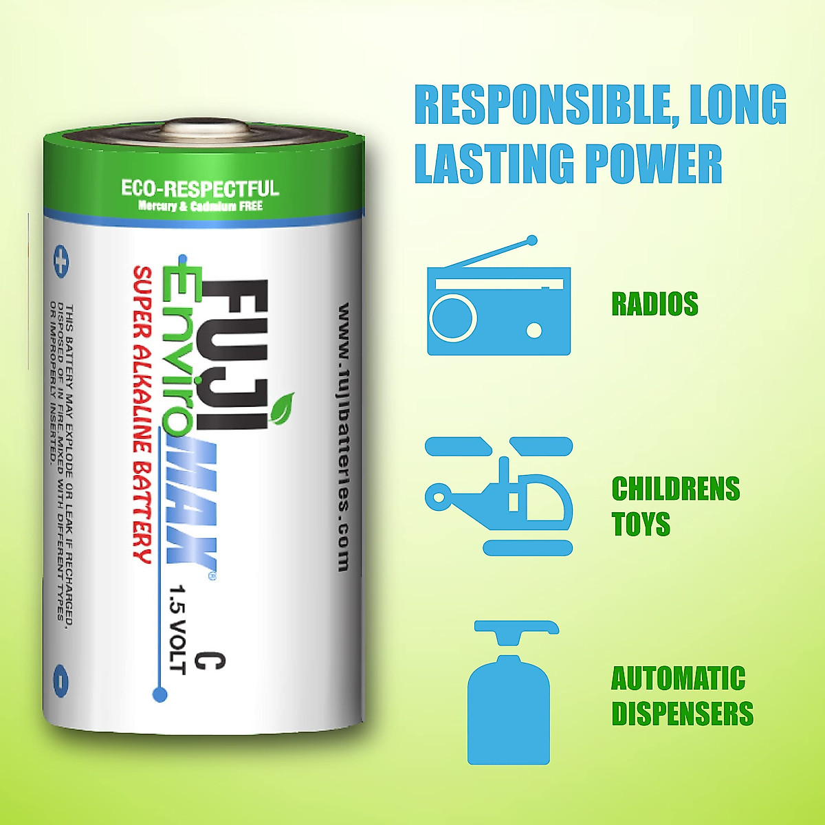 Fuji Enviromax 4200BP2 EnviroMax C Super Alkaline Batteries, 2 pk, White, 2 CT