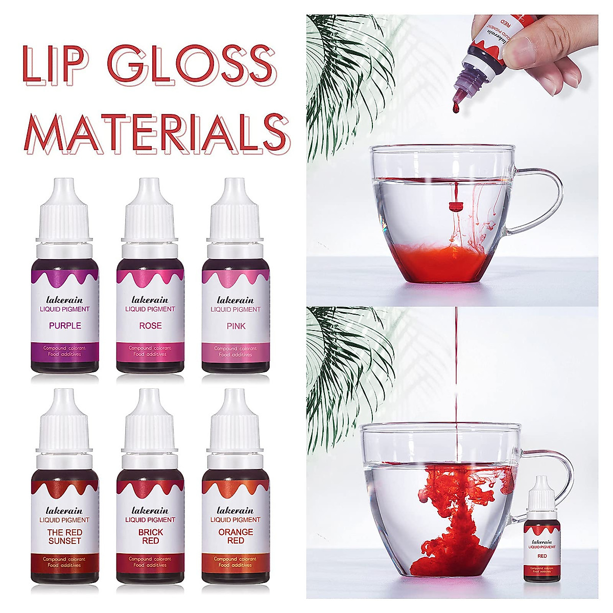 BONNIE CHOICE 12 Colors Liquid Lip Gloss Pigment Set, DIY Lipstick Liquid Pigment Set for Making Lip Gloss, DIY Lip Gloss Pigment Cosmetic Dye, Edible Coloring Pure Plant Pigment for Lip Gloss Base