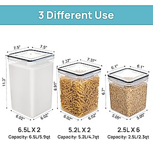 Vtopmart 10 PCS Flour and Sugar Storage Container, Large Airtight Food Storage Containers with Lids for Kitchen, Pantry Organization and Storage, BPA Free, Black