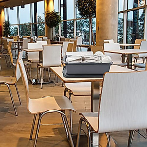 Yesdate 3 Packs 13 L Plastic Commercial Bus Box with Lid, Utility Bus Tub, Grey