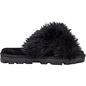UGG Women's Fuzzalicious Slipper, Black, 5