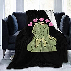 Ahuahua Kermit The Frog Sherpa Fleece Blanket Ultra Soft and Cozy Throws (50Inx40In60Inx50In 80Inx60In) for Couch Bed, Black
