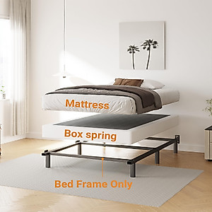 Bednowitz Metal Twin Bed Frames, 7 Inch Hith Bed Base Support for Box Spring and Mattress Foundation, Heavy Duty Basics Bed Frame, Noise Free, Easy Assembly, Black