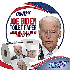 Biden Political Toilet Paper Roll by Gagster - 3 Ply Funny Novelty TP with Full-Color Image - 200 Sheets Per Roll - Prank Gift for Adults - Printed on Every Sheet - Make Your Butt Laugh