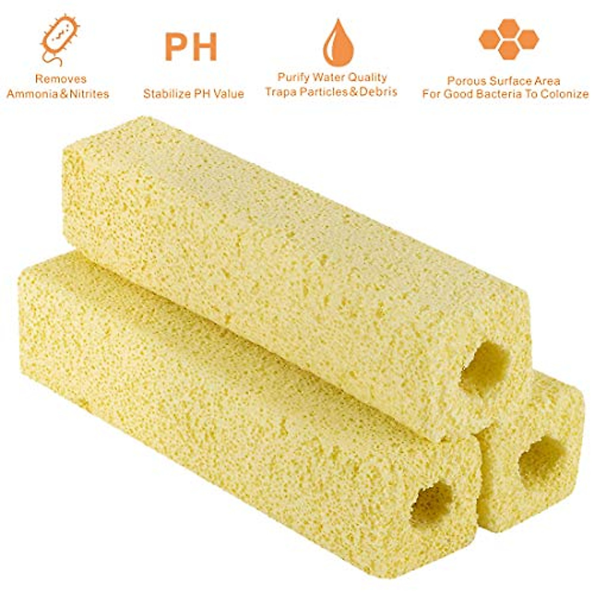 hygger 6.2-Inch Long Aquarium Bio Media Ceramic Filter Media Blocks for Sump Tank Pond Saltwater Aquarium Fish Tank Biological Media (7.9 lbs,40-Pack)
