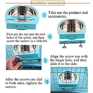 kahson Crate Dog Bowl, Removable Stainless Steel Food & Water Bowls Hanging Pet Cage Coop Cup for Puppy Cat Birds Rabbits(2 Pack)