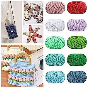 T-Shirt Yarn for Crocheting Beginners DIY Hand Craft Bag Blanket Cushion Projects Knitting Yarn Fabric Crochet Cloth Solid Color 100g T-Shirt Yarn