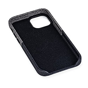 Dockem Wallet Case for iPhone 13 Mini with Built-in Metal Plate for Magnetic Mounting & 1 Lay-Flat Credit Card Holder Pockets Luxe M1, Canvas Style Synthetic Leather (5.4" iPhone 13 Mini, Black/Grey)