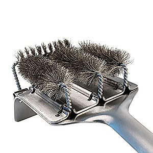 Brush 'n Rake Grill Brush Cleaner Accessory - Coal Rake Tools and Grill Scraper, Cleaning Stainless Steel & Cast Iron Barbecues, Metal Bristles - BBQ Dragon