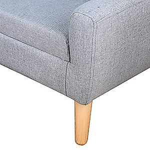 Qaba 2-Seat Kids Sofa Linen Fabric and Wooden Frame Sofa for Kids and Toddlers Ages 3-7, 11" High Seat, Gray