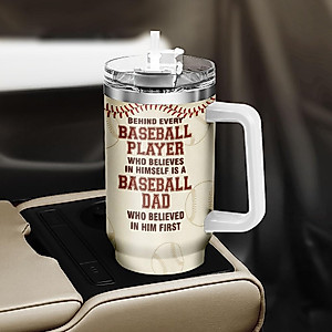 99WHALE Coffee Yellow Fathers Men Swig Women Tumblers Cup Handle Red Life Modern For Day Simple Boys, Baseball Gifts, Tumbler 40 Oz With Handle Lid And Straw, Baseball Player Dad