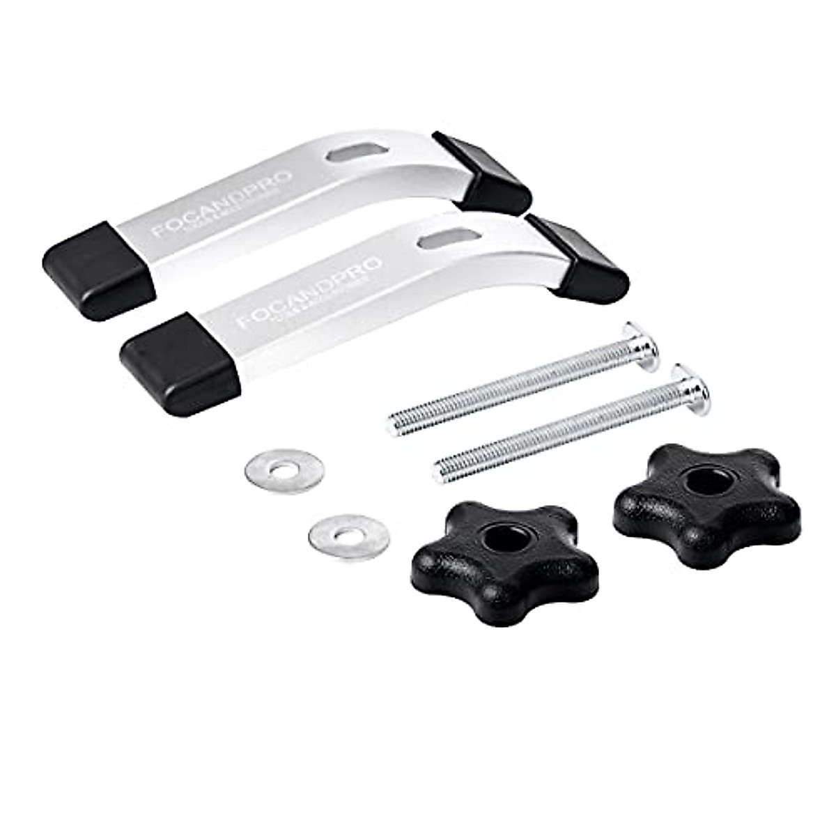 FOCANDPRO T Track Hold Down Clamps- Double-Cut Profile Aluminum T-Track Clamps 6-3/8" L X 1-1/4"W -Woodworking and Clamps-Fine Sandblast Anodized -Silver Color -2 Pack