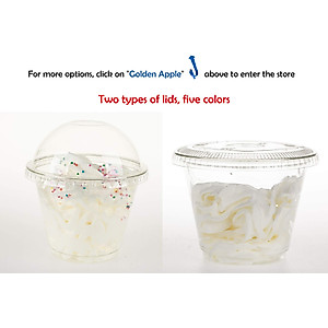 Golden Apple, 9oz-30sets Clear Plastic Cups with Clear Flat no Hole lids…