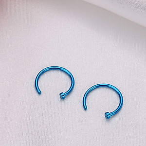 Generic 2 Pcs Unisex Surgical Steel Hinged Clicker Segment Nose Rings Hoop Helix Cartilage Earrings Titanium Steel Body Piercing Stud, Blue, 0.8 * 0.8 * 0.1 cm, WCXMI043160DZ16O2