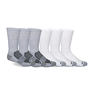 Columbia Men's 6 Pack Athletic Crew Socks, Grey/White, Shoe Size 6-12