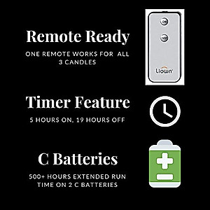 Raz Imports Push Flame Ivory Pillar Candles with Remote, Set of 3|2C - Flameless Lighting Accent and Decorative Light Source - Flickering Scented Candles for Garden, Patio, Bathroom and Living Room