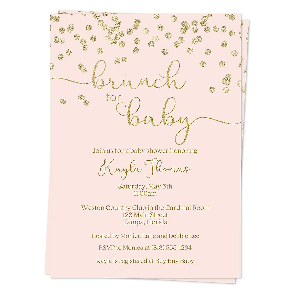 The Invite Lady Baby Shower Brunch Invites For Girl Personalized Invitations With Envelopes (12 count)