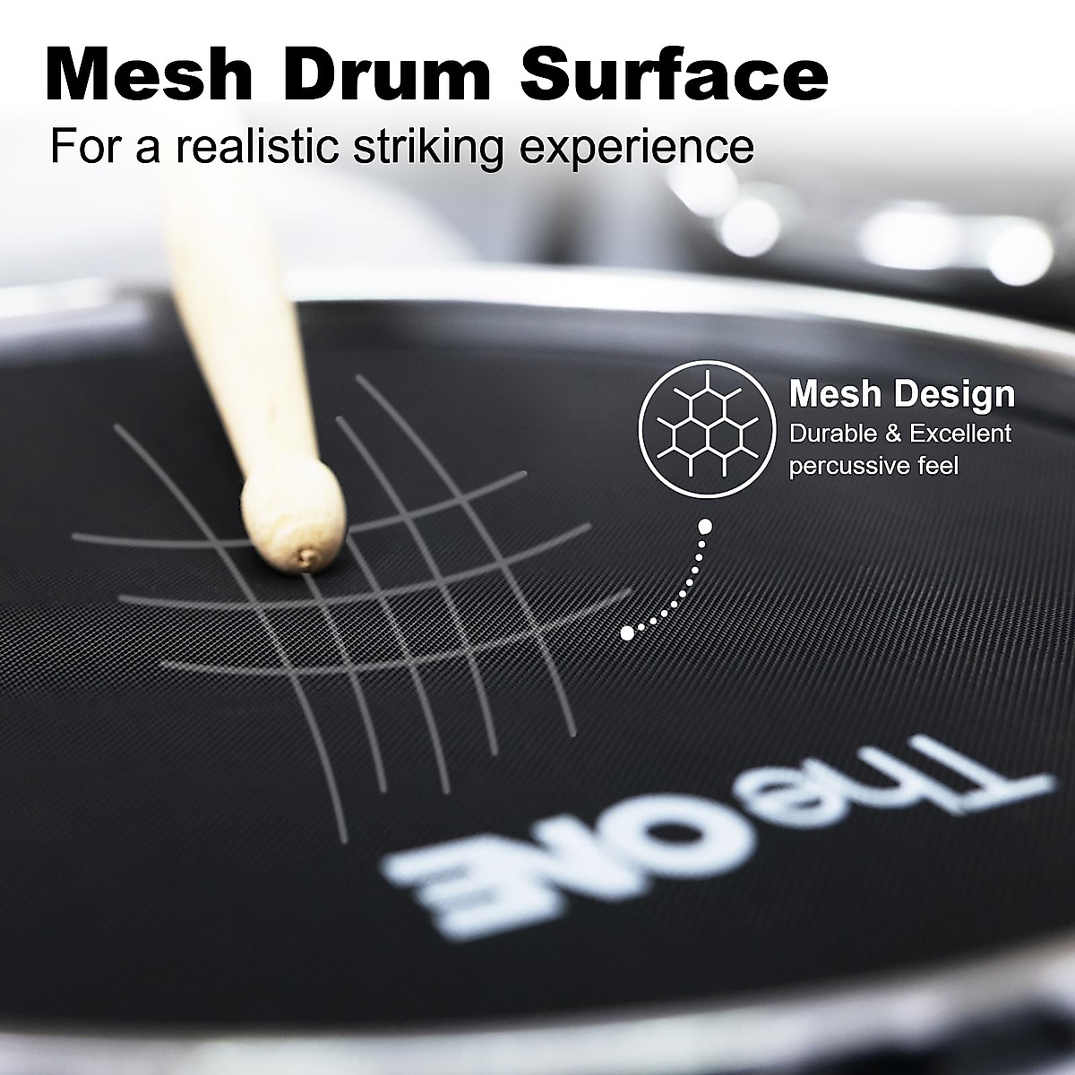 The ONE Electric Drum Set, Electronic Drum Set for Adult/Kid, Drum Set with 333 Sounds, 4 Mesh Drum Pads, 2 Switch Pedals, Headphones, Sticks & Drum App, Support Bluetooth/USB MIDI/AUX Out