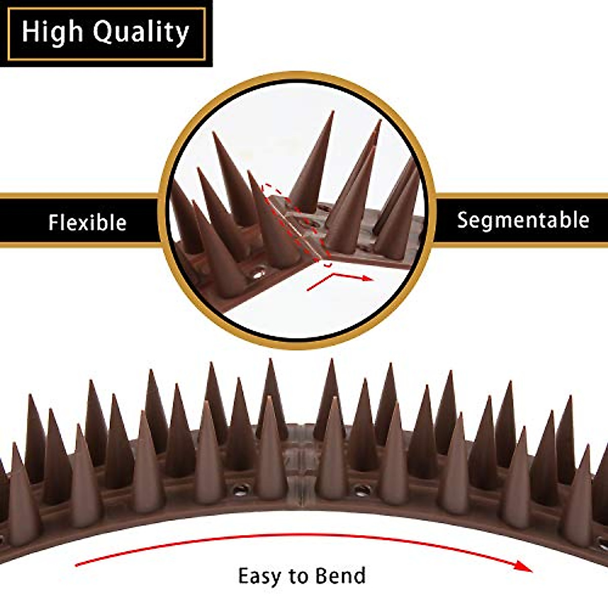 EcoGrowth Bird Spike for Small Birds and Cat, Pigeon Spike for Outside, Critters Fence Spike for Fence, Wall, Roof, Railing - 24 Pack [35.4FT]