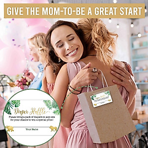 25 Safari Baby Shower Invitations, 25 Books For Baby Shower Request Cards, 25 Baby Shower Diaper Raffle Tickets For Baby Shower Games To Play, Cute Jungle Animal Write in Diaper Raffle Cards