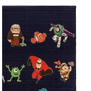 Gertmenian Disney Licensed Indoor Kids Area Rug - 4x6 Large, Nonslip, Ideal for ‎Living Room, Bedroom, Game Room, Classroom, or Playroom - Pixar Characters, Black, 47263
