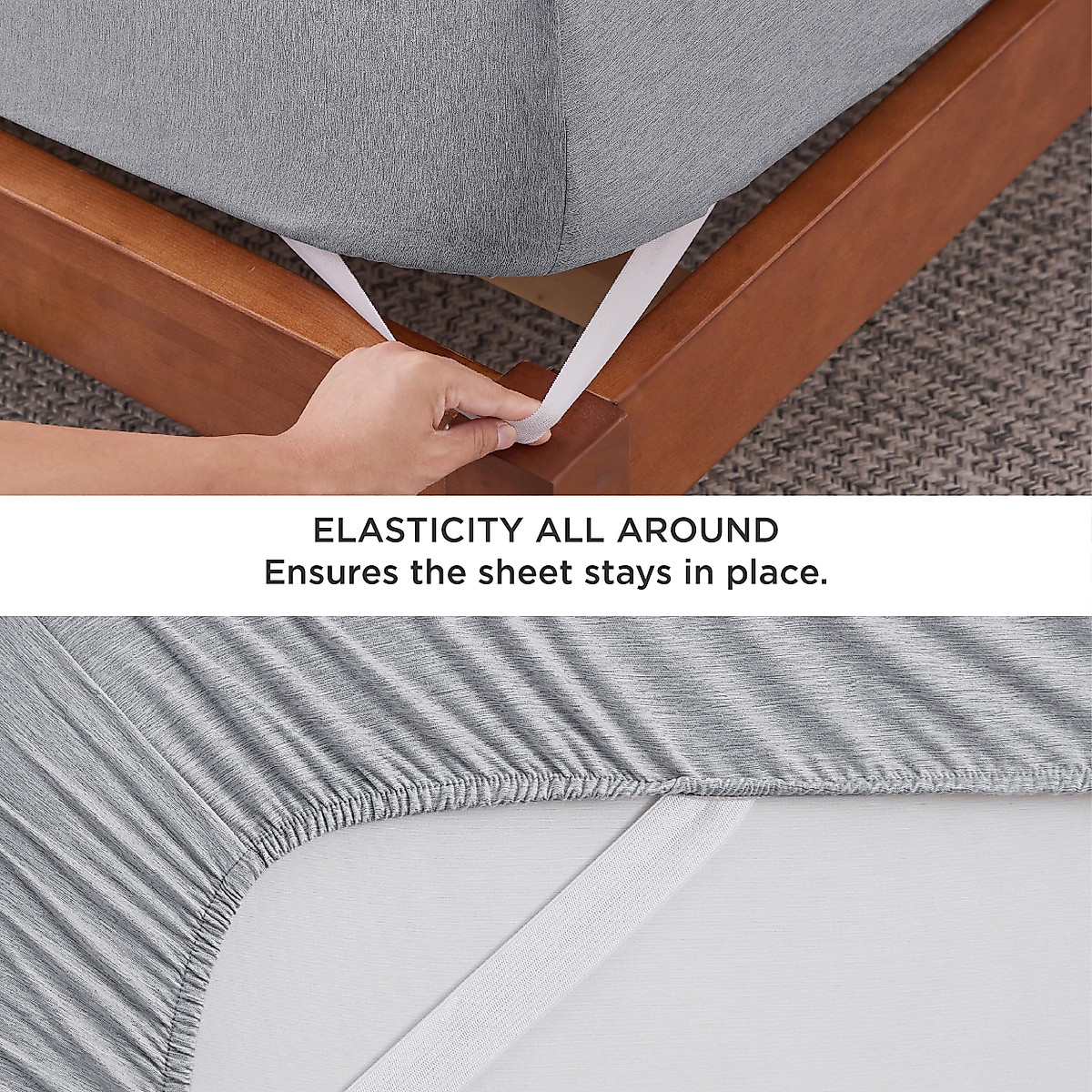 Bedsure King Size Sheets Set Grey, Soft 4 Pieces King Sheets, Cooling Sheets for King Size Bed, Luxury Cationic Dyed Bed Sheets, Deep Pockets & Easy-Fit, Breathable & Wrinkle Free