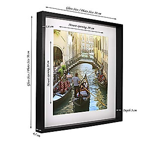 BD ART 20 x 20 (19.68x19.68) Inch 3D Box Picture Frame Black with Mount 15.75x15.75 inch Plexiglass Depth 1.18 inch