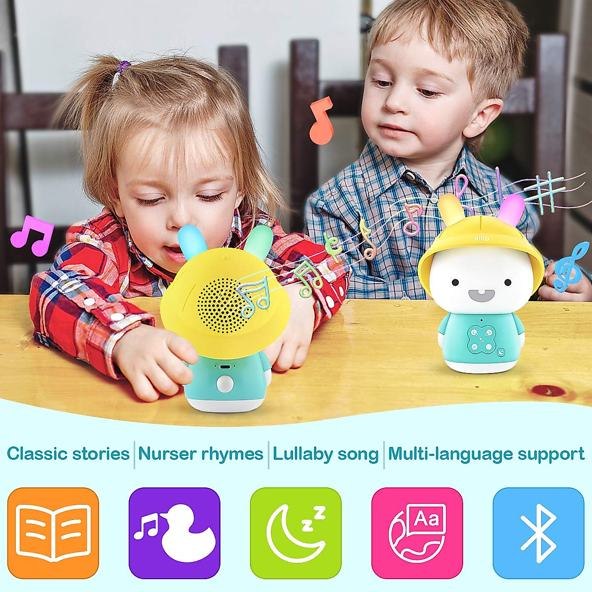 Alilo Smart Learning Robot Bunny Toy, Rabbit Montessori Education Toy with New Deluxe Bluetooth and Lights Model, Bedtime Storytelling, Gift Present for 8-48 Months Baby Kids Infants Toddlers