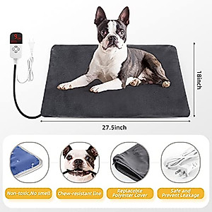 Outdoor Pet Heating Pad Mat Bed for Cat Dogs,Large Indoor Heated Pet Bed with Waterproof Cover, 9 Adjustable Temperature Dog Cat Heating Pad with Timer Pet Bed Warmer Blanket Mat Auto Power-Off