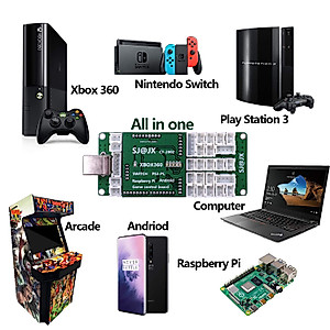 SJ@JX Game Controller Encoder 3D Analog Stick Sensor Fly Joy DIY Arcade Joystick Button Gamepad Code Board for Xbox 360 Nintendo Switch Raspberry Pi PS3 PC Andriod