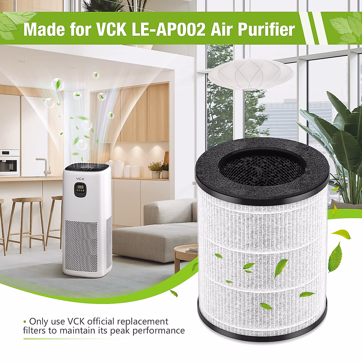 H14 True HEPA Filter Replacement for Smoke, High-Efficiency Air Purifier Replacement Filter