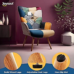 Joysoul Living Room Accent Chair Modern High Back Arm Chair, Colorful Plaid Bohemian Style Chairs for Bedroom Waiting Room
