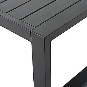 Christopher Knight Home Navan Outdoor Aluminum Sofa Set with Water Resistant Cushions, 5-Pcs Set, Dark Grey / Black