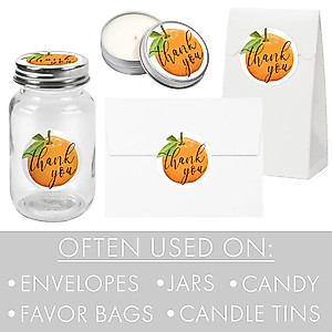 Orange Little Cutie Baby Shower Thank You Stickers, Party Favor Bag Stickers - 40 Count