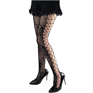 GEMLORD 7 Pairs Women Fishnet Stockings - Thigh-High Stockings Tights Suspender Pantyhose Stockings, Black Fish Net Tights Lace Stockings