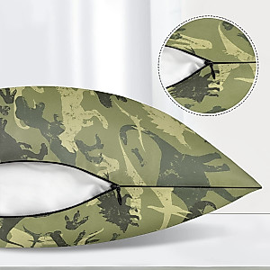 Grunge Dino Camo Body Pillow Case Cover 21x54 Khaki Green Long Body Pillow Pillowcase Soft Breathable Satin Body Pillow Covers for Hair and Skin