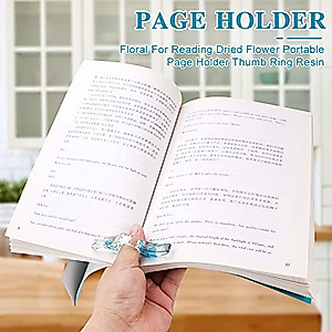 CALIDAKA 2pcs Transparent Thumb Book Page Holder Resin Book Page Holder Handmade Dried Flower Resin Thumb Ring Page Holder,Finger Bookmark Holder,for Reader Book Lover Literary(Transparent)