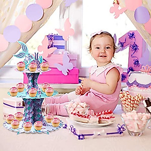 Mermaid Cake Stand 3 Tier Mermaid Party Supplies Mermaid Tail Cupcake Stand Holder for Girls Under The Sea Mermaid Theme Party Baby Shower Birthday Party Favors