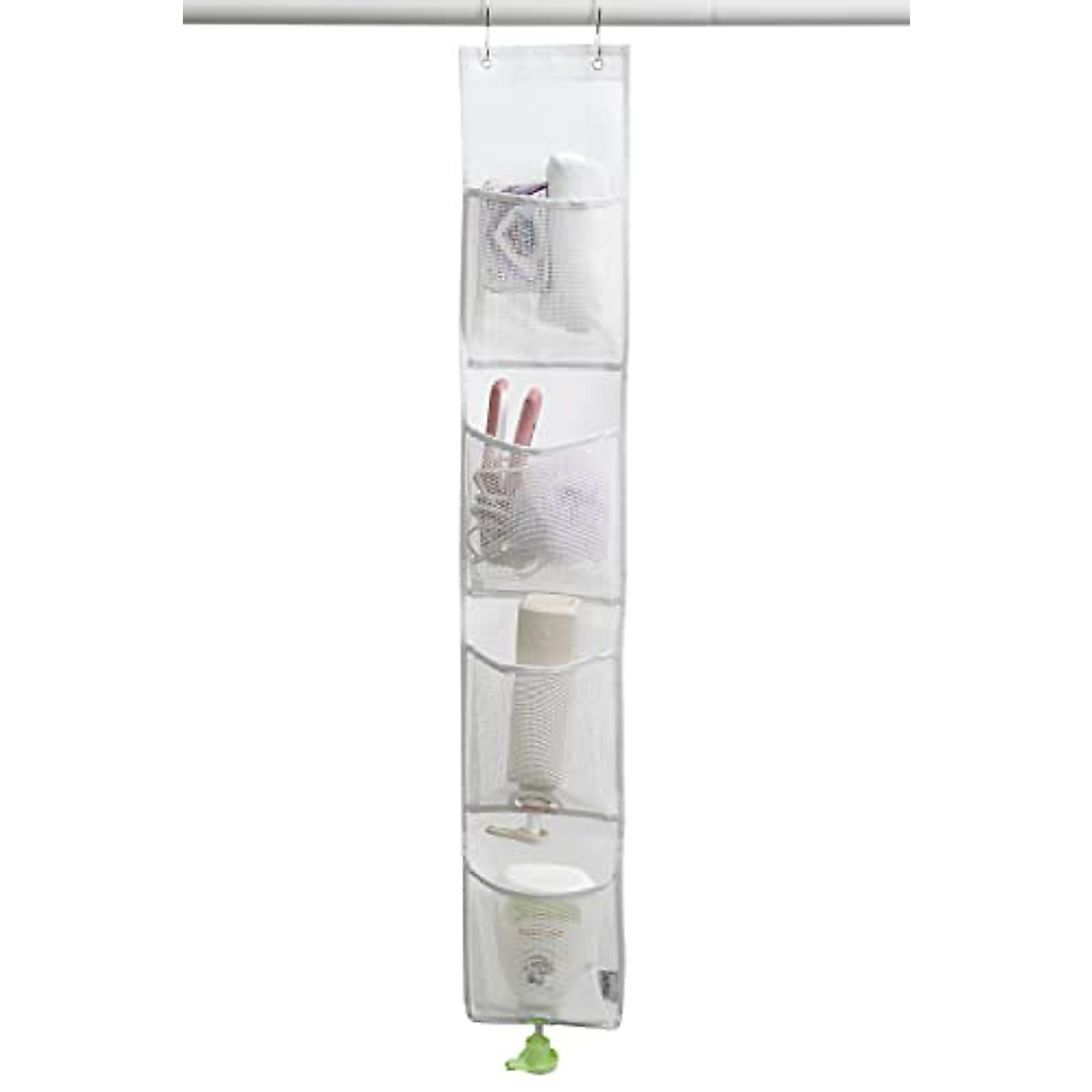 Jelier Mesh Shower Caddy Organizer, Hanging Shower Curtain Pockets for Bathroom Accessories (white)