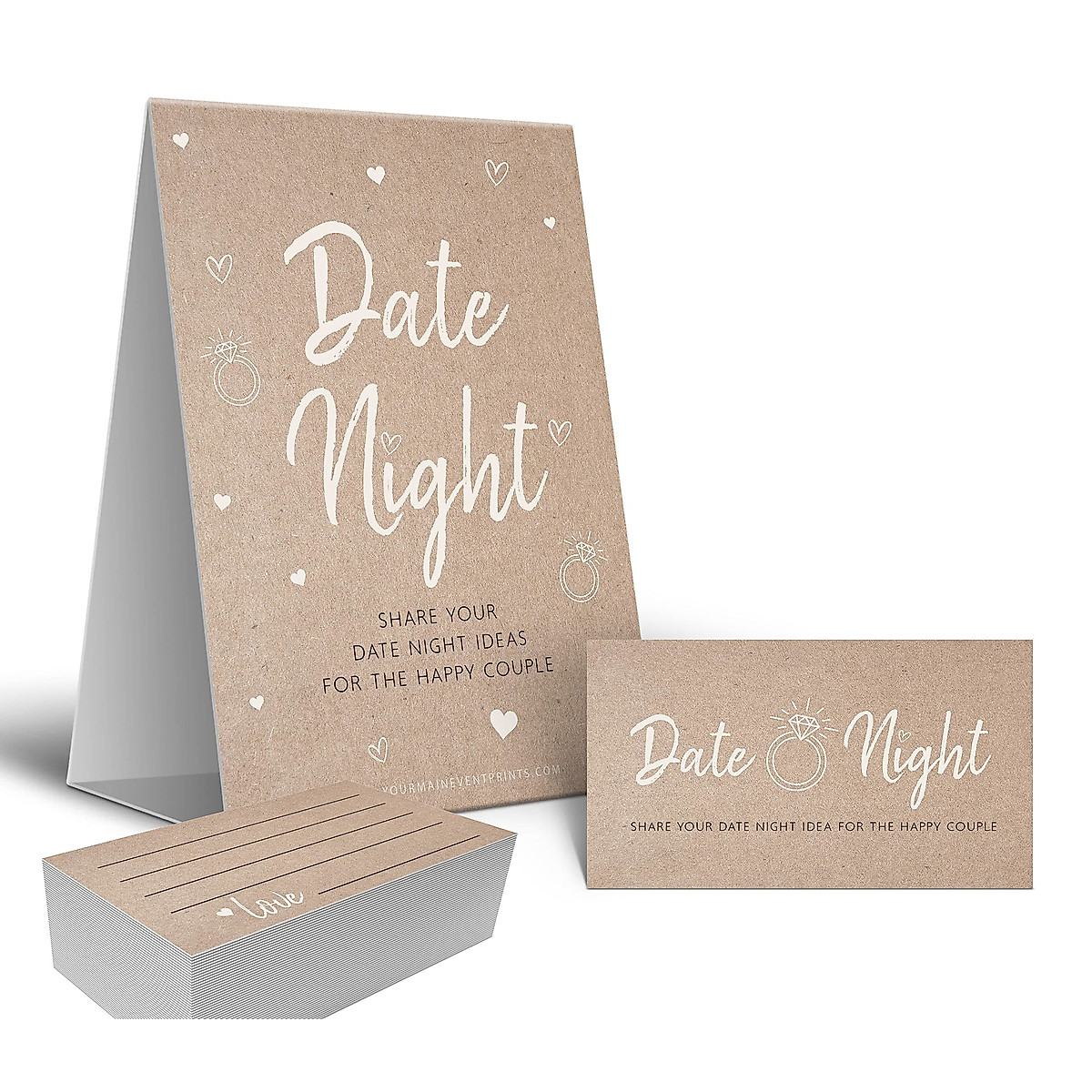 Your Main Event Prints Bridal Shower Games, Fun Activities, Kraft Minimalist Style (Date Night Game)