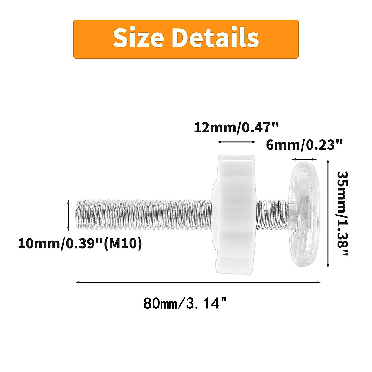 Unlorspy 4 Pack Baby Gate Threaded Spindle Rod M10 (10mm) Baby Gate Screw Replacement Hardware Parts Kit for Pressure Mounted Baby & Pet Safety Gates & Stair Gates (10mm, White)