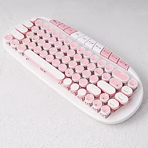 RK ROYAL KLUDGE RK838 Pink Wireless Keyboard, Retro Typewriter Keyboard BT/2.4G/Wired Mode, 75% RGB Hot Swappable Gaming Keyboard with Round Keys 10 Buttons, Pink Switches