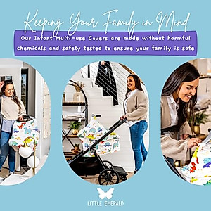 Little Emerald 7-in-1 Multi-use Cover - Privacy for Breastfeeding & Pumping, Baby Car Seat, Carrier, Stroller, High Chair, Shopping Cart, Lounger Canopy, Newborn Essentials (Dinosaur)